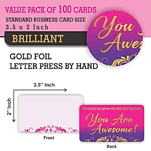 PARTH iMPEX You are Awesome Cards - (Pack of 100) Gold Foil Stamping 3.5" x 2" Appreciation Kindness Matters Card for Teachers Employees Coworker Staff