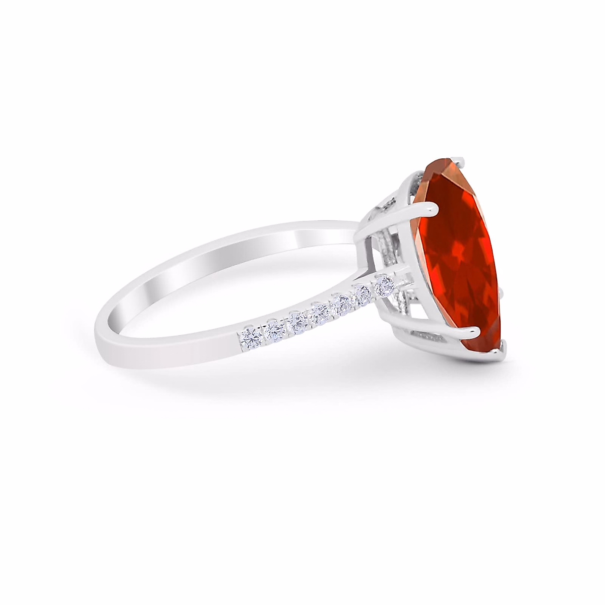 Blue Apple Co. Simulated Garnet Cubic Zirconia Size-6 Teardrop Wedding Engagement Ring Pear Round Simulated Cubic Zirconia 925 Sterling Silver