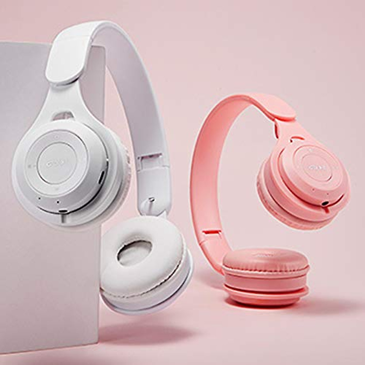 Heave M6 Wireless Foldable Headset Macarons Heavy Bass Bluetooth Gaming Headphone,Wireless Over Ear Headset for Home Office,150 Hours Long Standby Time White