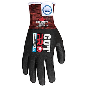 MCR Safety 90752M Cut Pro 15 Gauge Dyneema Diamond Work Gloves, Cut Protection Gloves with Polyurethane Coated Palm & Fingertips, Medium