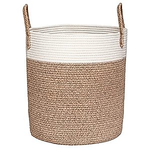 ZYER Cotton Rope Laundry Basket tall rope basket for Clothes 49L Storage Laundry Basket for Toy Cotton Rope Laundry Basket with Handles 35 * 40CM