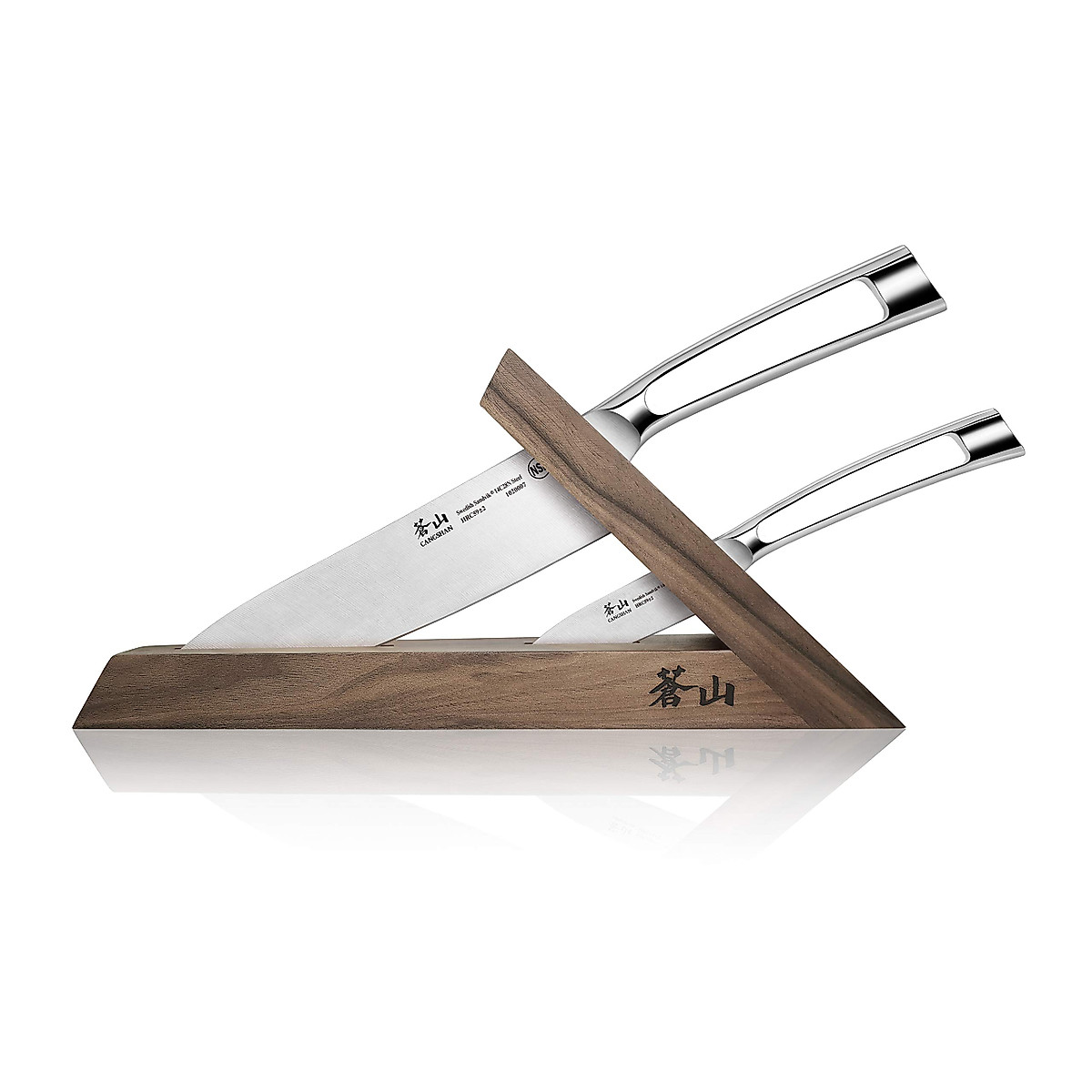 Cangshan TN1 Series 1021264 Swedish 14C28N Steel Forged 3-Piece TAI Knife Block Set, Walnut