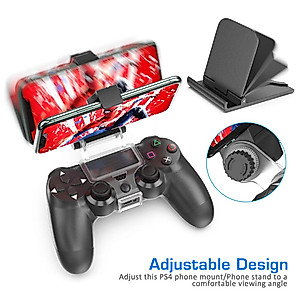 OIVO PS4 Controller Phone Mount Clip for Rmote Play, Mobile Gaming Clamp Bracket Phone Holder with Adjustable Stand Compatible with Dualshock 4 /PS4 Slim/PS4 Pro Controllers