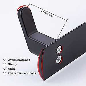 Fecraf Wall Mounted Coat Rack, Black Wall Mount Coat Rack, Modern Coat Hooks Wall Mounted for Bags, Towels, Wall Hook Rack for Entryway/Bathroom/Kitchen/ Closet, Solid Aluminum 5 Hooks Length -17.32in