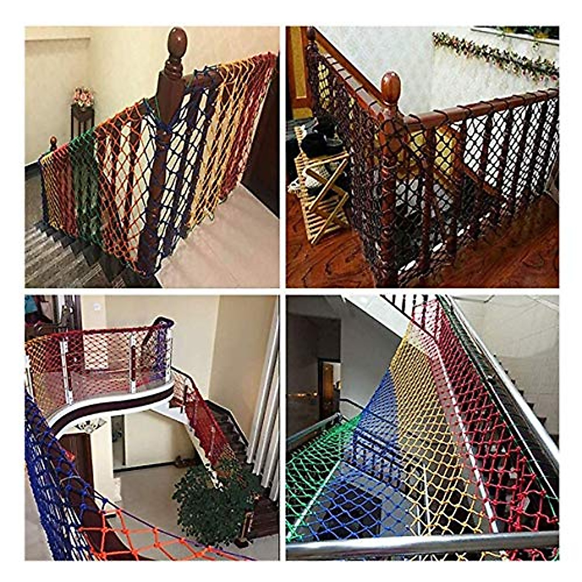 MAGFYLY Banister Guard net Children Staircase Railing Safety nets, Nylon Rope Braided Rope Color, Interior Wall Decoration net, Balcony Guard Rail net, net 2 4m cat (Size : 25M(716ft))