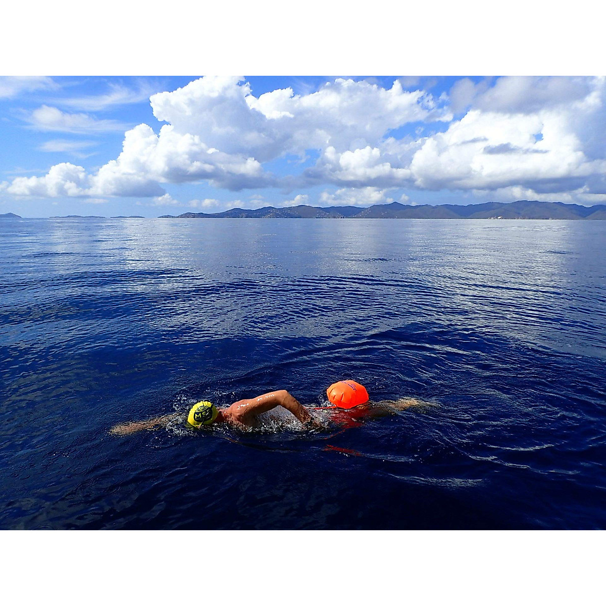 New Wave Swim Buoy - Swim Safety Float and Drybag for Open Water Swimmers, Triathletes, Kayakers and Snorkelers, Highly Visible Buoy Float for Safe Swim Training (Orange-PVC Large-20 Liter)