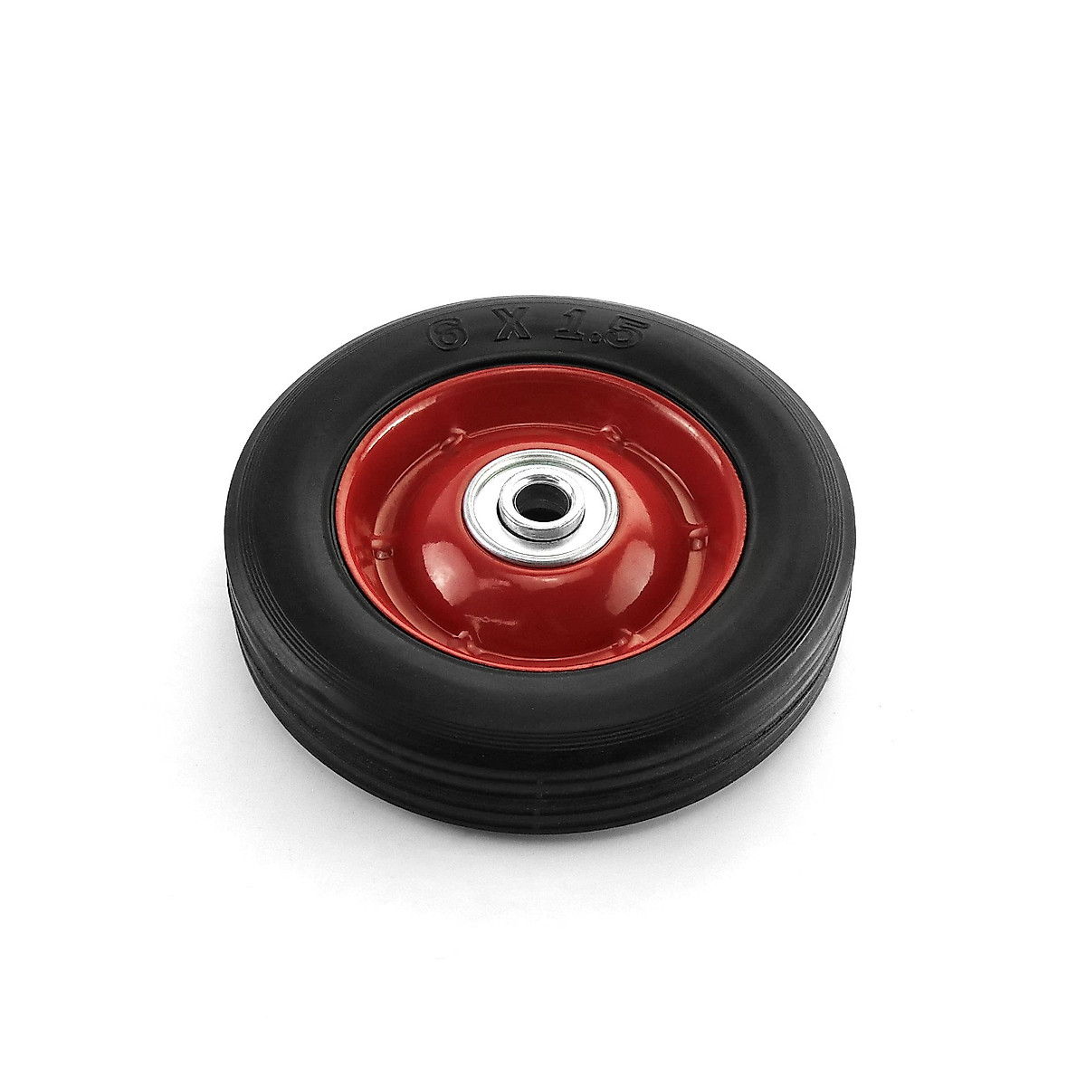 QWORK 2 Pack 6" x 1.5",1/2" Axle, Premium Rubber Wheel with Ball Bearing, Hand Truck Wheel, Capacity up to 132 lbs