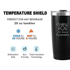 DLOCCOLD Thank You for Being Awesome Tumbler - Valentine's Day, Appreciation Gift for Coworkers, Employees, Teachers, Friends - Administrative Day, Black