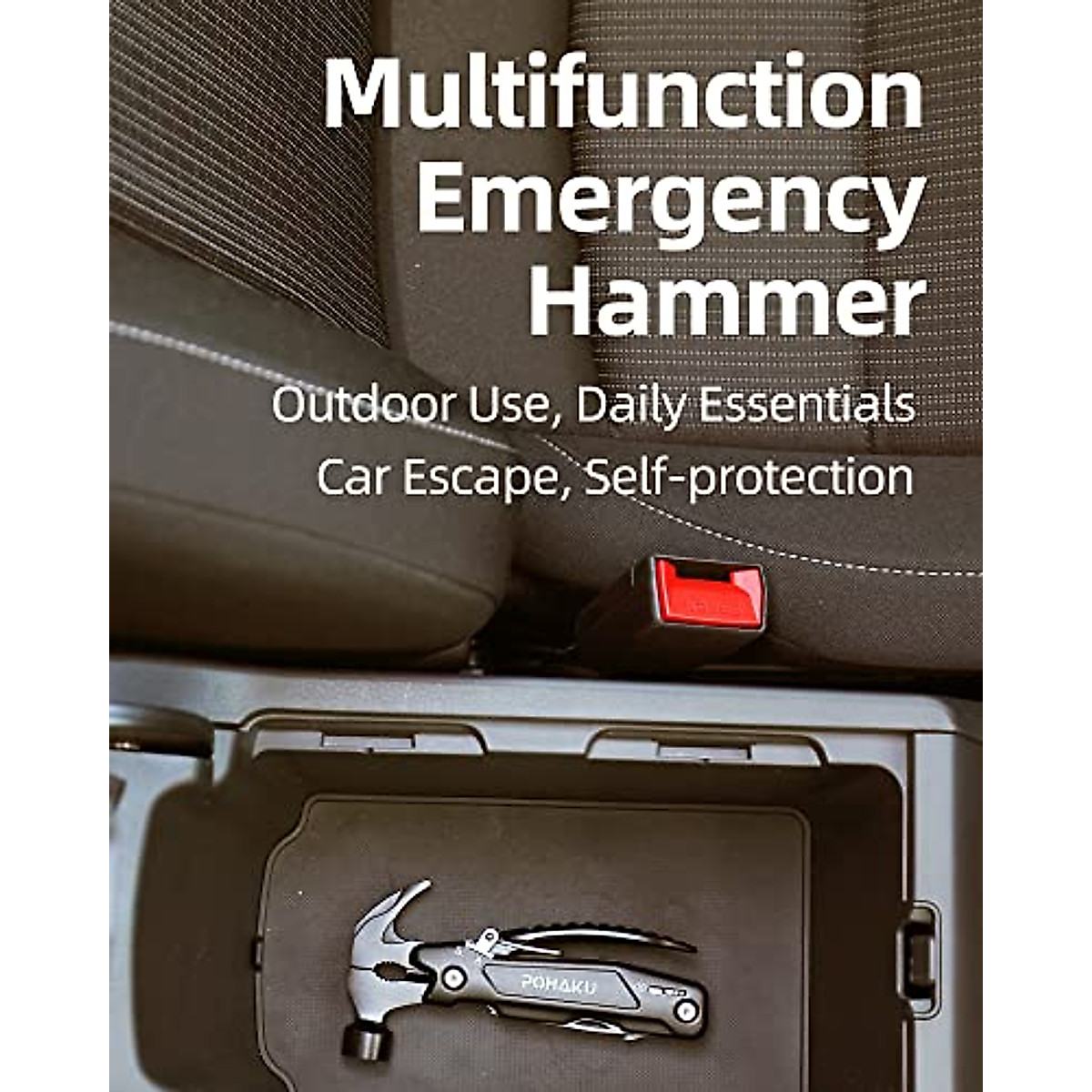 14-in-1 Multitool Hammer, Pohaku Multitool with DIY Stickers, Safety Lock, Screwdriver Bits Set and Durable Nylon Sheath, Multi Tool for Outdoor, Camping, Ideal Gifts for Father, Husband, Boyfriend