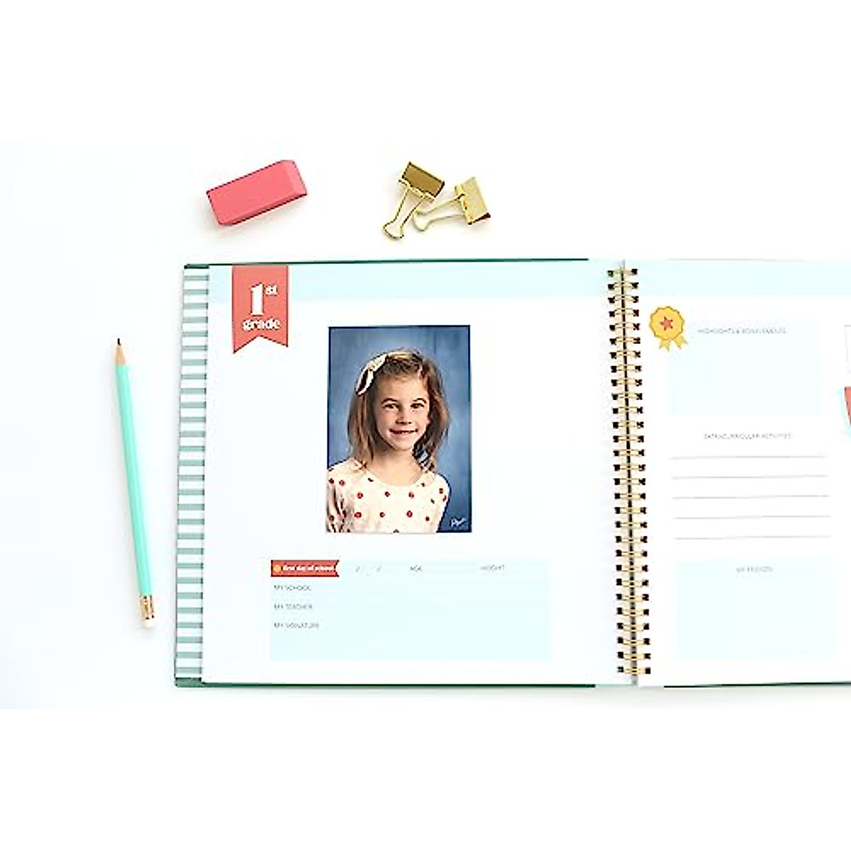 The School Memory Book: A Timeless School Years Memory Book for Preschool - 12th Grade Memories, Keepsakes and Cherished Moments (Storage Pocket Included)