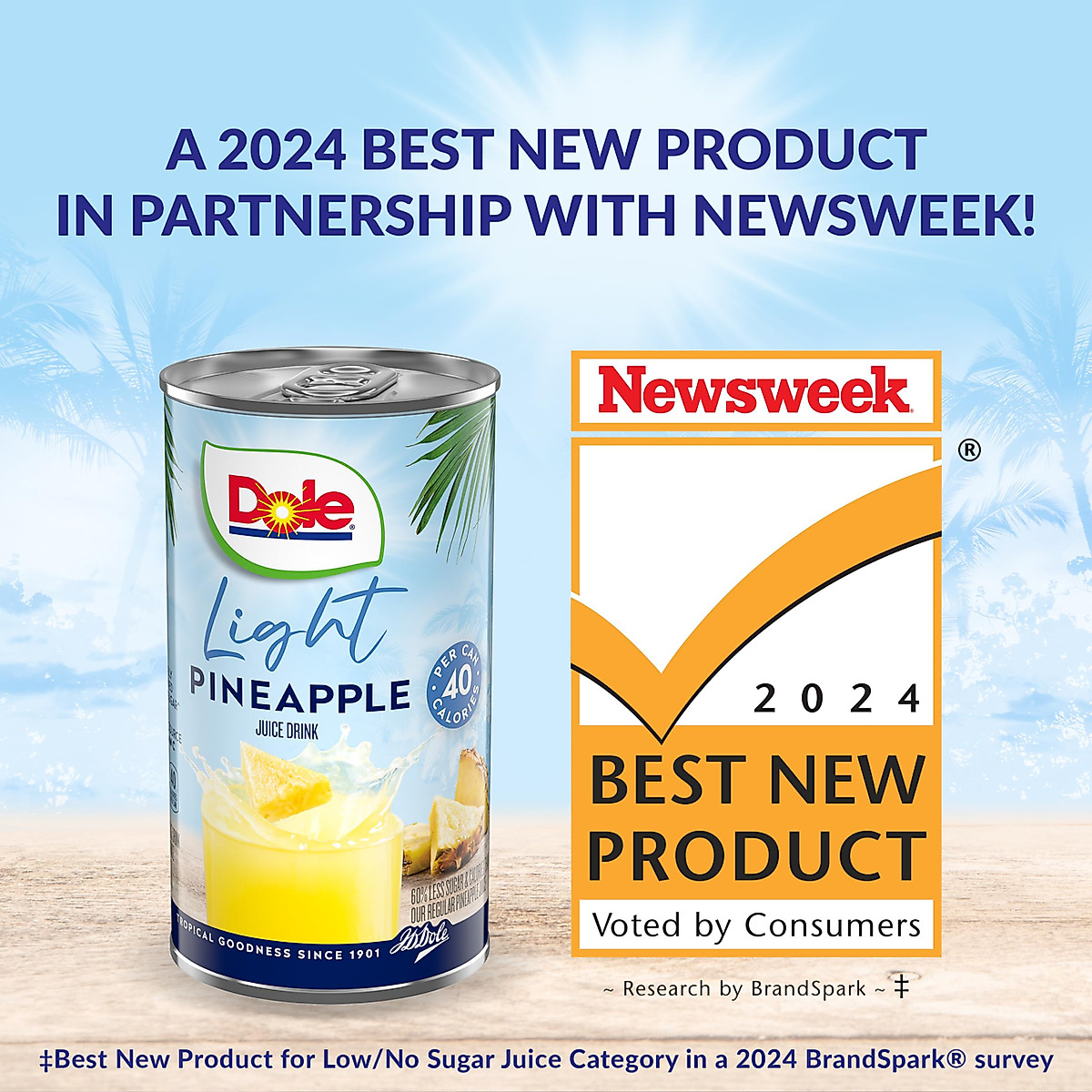 Dole Light Pineapple Juice Drink, No Added Sugar, 40 Calories Per Can, Excellent Source of Vitamin C, 100% Fruit Juice, 6 Fl Oz (Pack of 48)