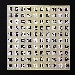 RLECS 30pcs Digital Number Sticker Size Label Self Adhesive Label Sticker Round Shaped 101-200 Number Labels for Storage Management, Home and Office Organization
