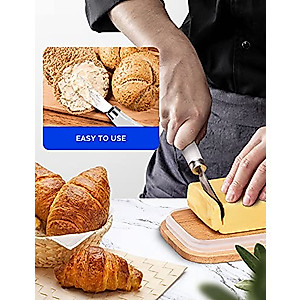 2 Pack Stainless Steel Butter Spreader Knife, Butter Knife with White Porcelain Handle, Cheese Butter Spreader Knives for Kitchen