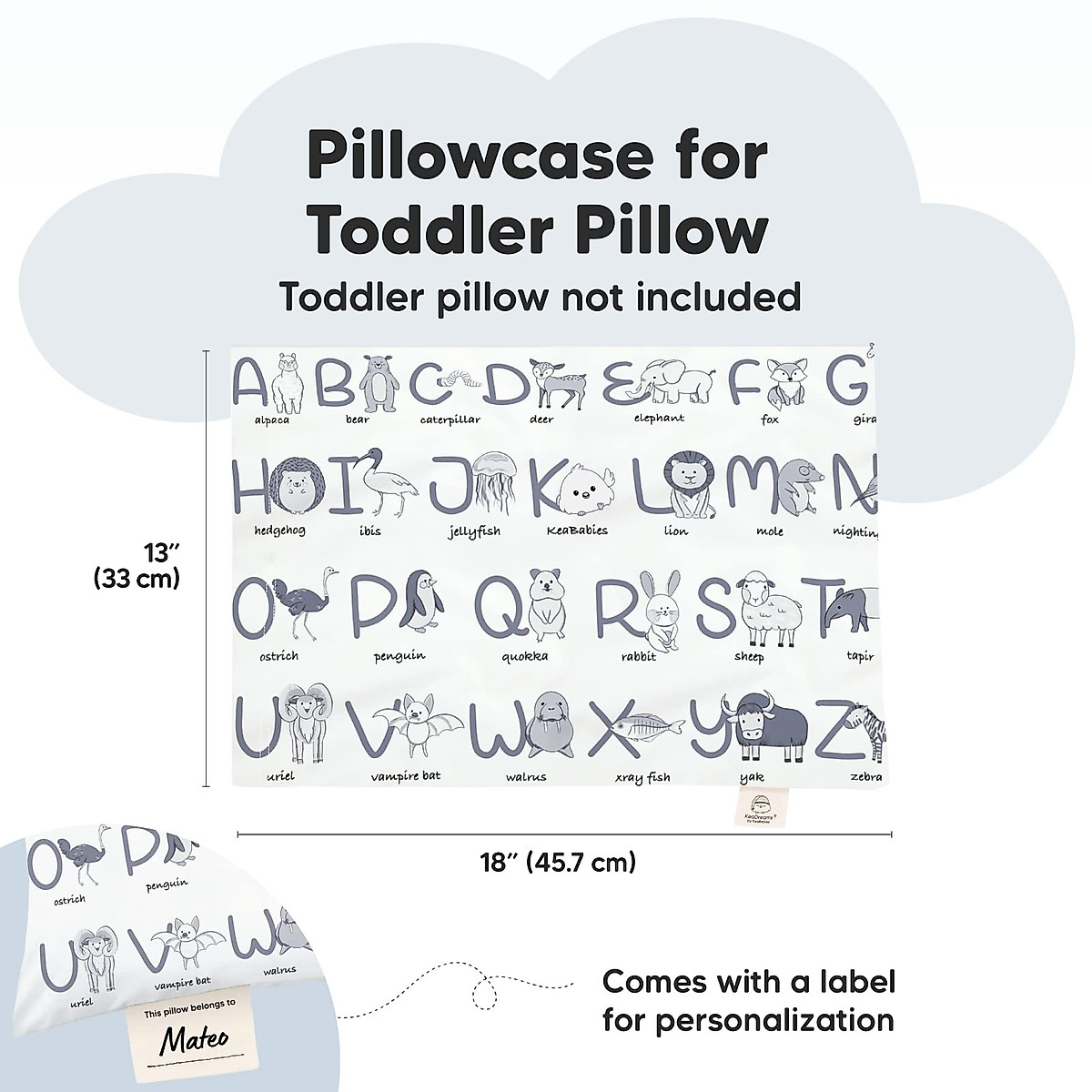 KeaBabies Toddler Pillow for Sleeping and Toddler Pillowcase for 13X18 Pillow - 2-Pack Soft Organic Cotton Toddler Pillows - Organic Toddler Pillow Case for Boy, Kids - 13X18 Small Pillow for Kids