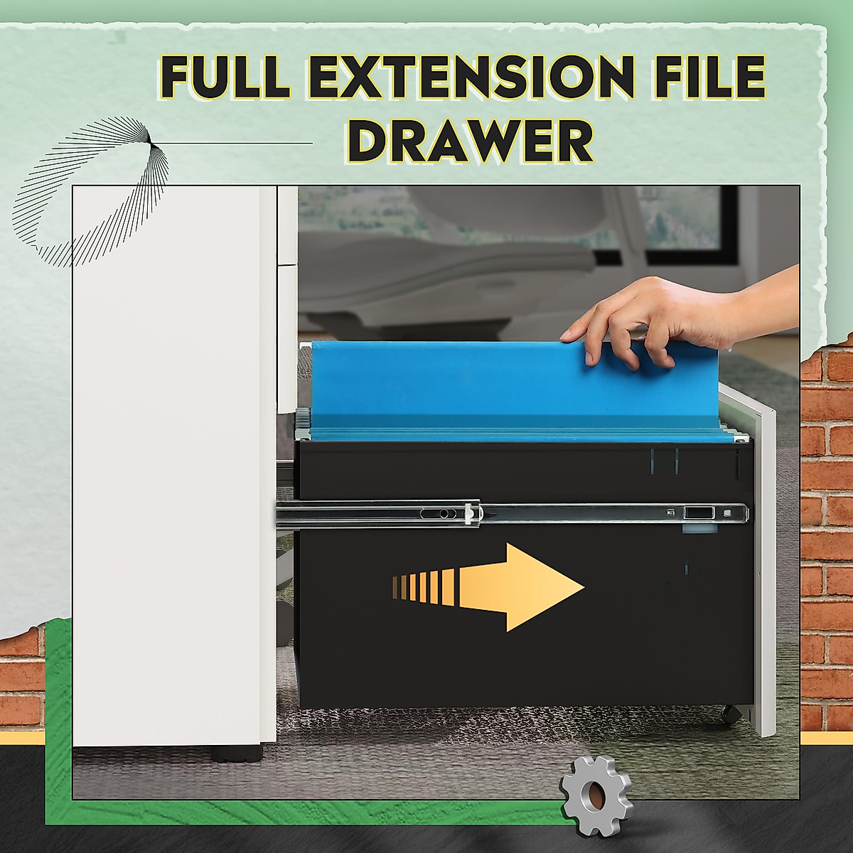 DEVAISE 3-Drawer Slim Vertical File Cabinet, Fully Assembled Except Casters, Legal/Letter Size, White