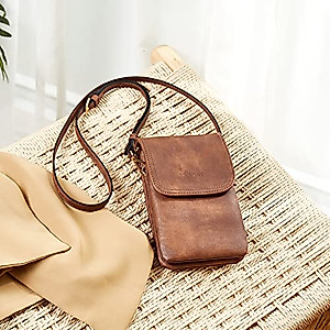 BOSTANTEN Leather Small Crossbody Bags for Women Designer Cell Phone Bag Wallet Purses Adjustable Strap Retro Brown