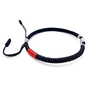 LAMIBEE Initial Letter Bracelet, Protection and Lucky String Bracelet, Black Red Bracelet with Inspirational Card, Heart Link Bracelet for Men, Women, Friendship (Letter C)