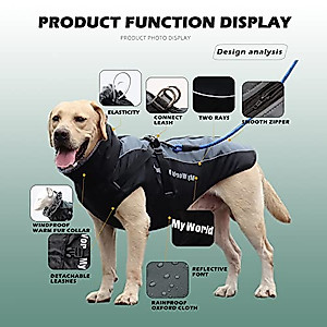 Estefanlo Dog Coat,Warm Dog Jacket Winter Coat Paded Dog Vest Reflective Dog Cold Weather Coats with Harness Built in Waterproof Dog Snow Jacket with Zipper Dog Clothes (XL) Black