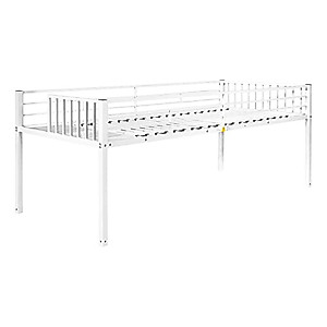 UFINEGO Twin Over Twin & Twin Bunk Bed, Triple Bunk Bed Metal Bunk Bed Frame with Guardrails, Converted into Three Single Twin Bed, No Box Spring Needed