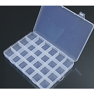 Transparent 24 Compartments Plastic Box Case Jewelry Bead Storage Container Craft Organizer with Divider and Compartments for Earring Rings Necklaces Bracelet Anklet