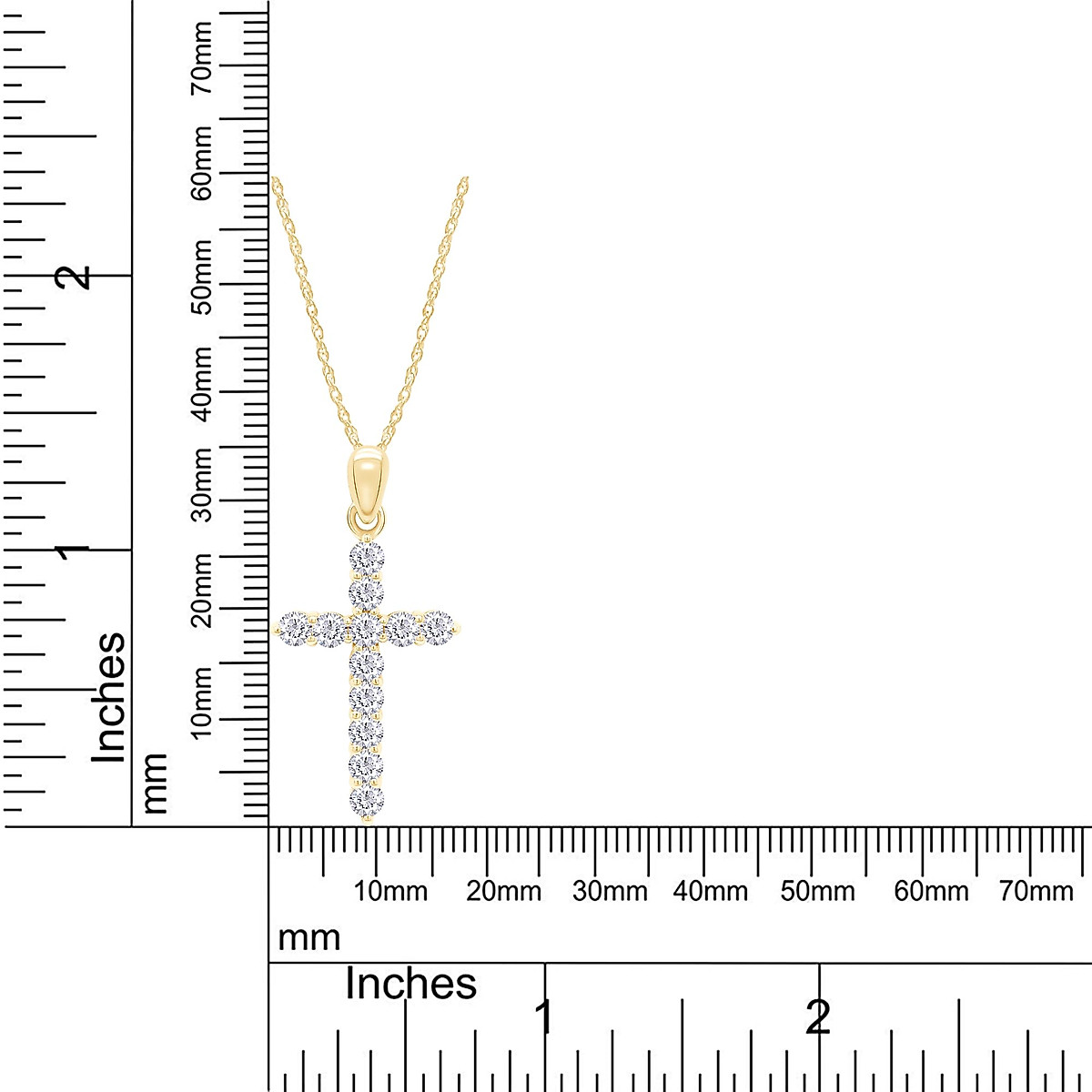 SAVEARTH DIAMONDS 1 1/10 Carat Round Cut Lab Created Moissanite Diamond Cross Pendant Necklace In 14K Yellow Gold Over Sterling Silver For Women With 18" Chain(VVS1 Clarity, 1.10 Cttw)