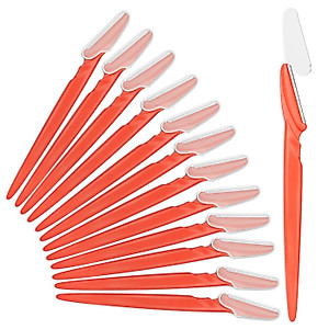 Eyebrow Razor for Women, 24 Pcs Dermaplaning Tool for Face Professional, Face Razor for Women Facial Hair Remover (Neon Orange)