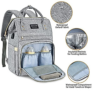 Mokaloo Diaper Bag Backpack, Large Baby Bag for Boys & Girls,Travel Backpack with USB Charging Port for Moms Dads, Anti-Water Maternity Nappy Changing Bags with Stroller Straps, Baby Registry Search