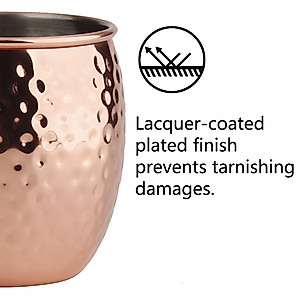 Arora Moscow Mule Mug, Set of 2 Copper Hammered, Durable for Home Dining, Max Capacity 20oz, 3.7" D x 3.9" H