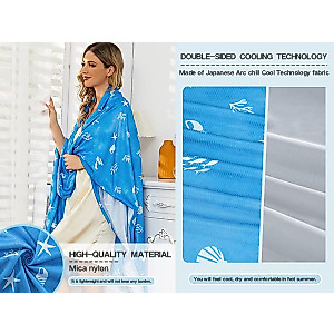 Century Star 50"x70" Cooling Blankets for Hot Sleepers Arc-Chill Q-Max >0.5 Cool Fiber Lightweight Thin for Summer Throw Cold Blankets for Sleeping Breathable Blue