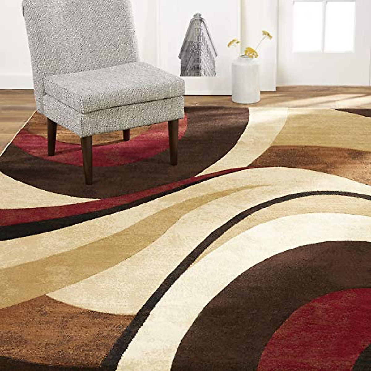 Home Dynamix Tribeca Slade Modern Area Rug, Abstract Brown/Red 39"x55"