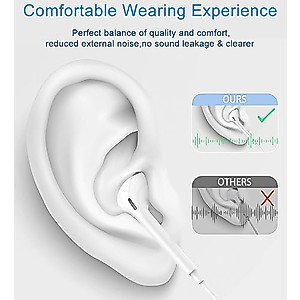 Apple Earbuds for iPhone Headphones Wired, Earphones with Lightning Connector [MFi Certified] Built-in Microphone & Volume Control, Noise Isolating Headsets for iPhone 14/13/12/11/XR/XS/X/8/7/SE-White