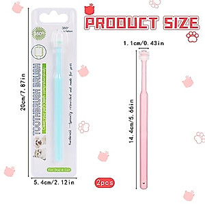 Mozeat Lens Small Dog&Cat Toothbrush,2 Pack 360 Degree Soft Silicone Pet Toothbrush Cat Dental Care Dog Oral Hygiene Deep Clean Pet Teeth Cleaning Kit (Small Size)