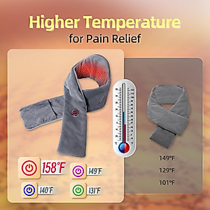 Remo Neck Heating Pad, Portable Cordless Heating Pad for Neck Pain, Compact Heated Neck Wrap with Soft, Heated Scarf Gift for Family,Gray