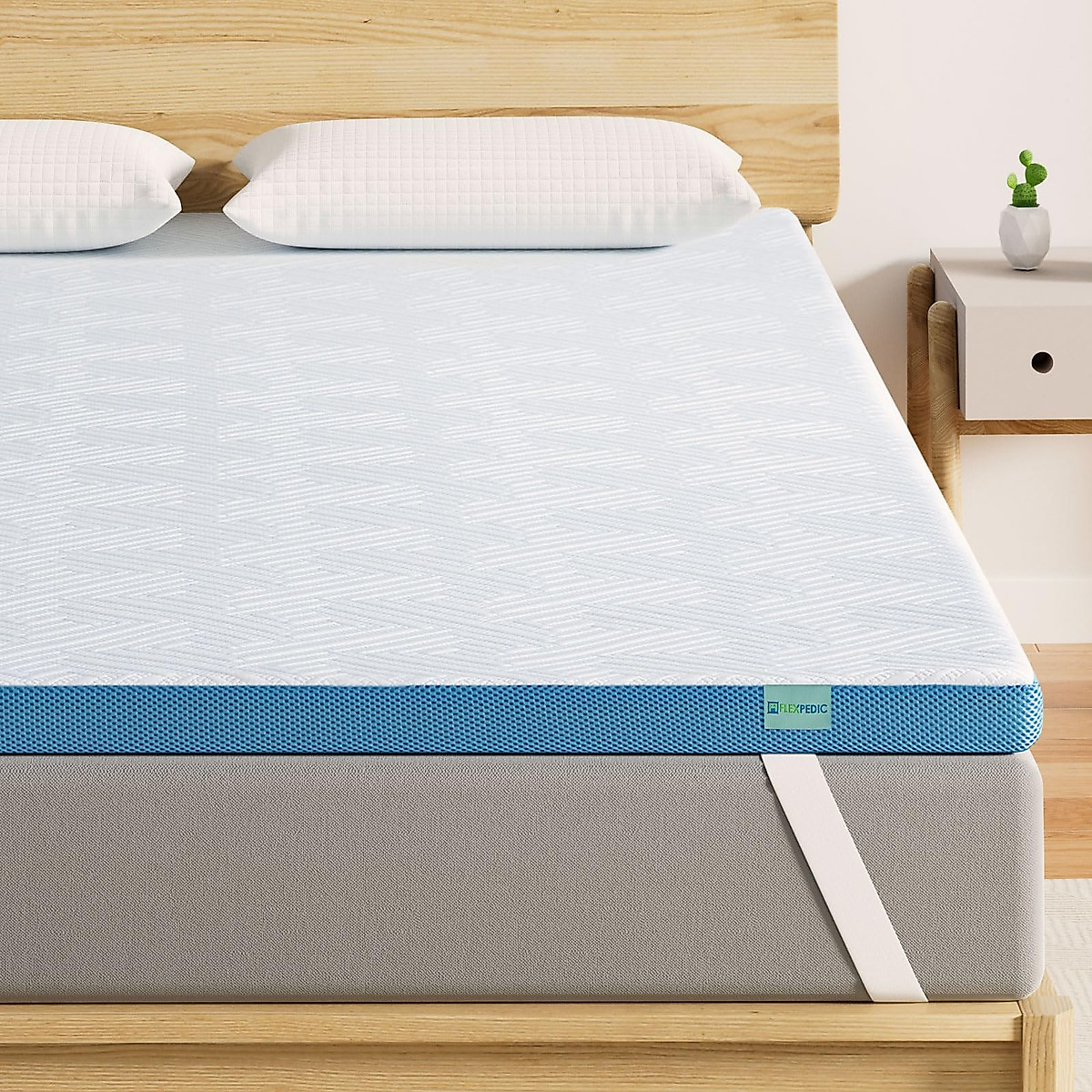 FP FLEXPEDIC FLEXEDIC 2 Inch Mattress Topper King, Premium Soft Topper for Cooling Sleep, Non-Slip Design with Removable & Washable Cover, CertiPUR-US Certified