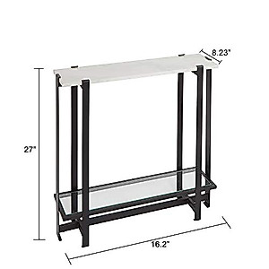 Silverwood Console Table, 8.38 L x 30.16 W x 30.16 H in, Faux Marble and Black