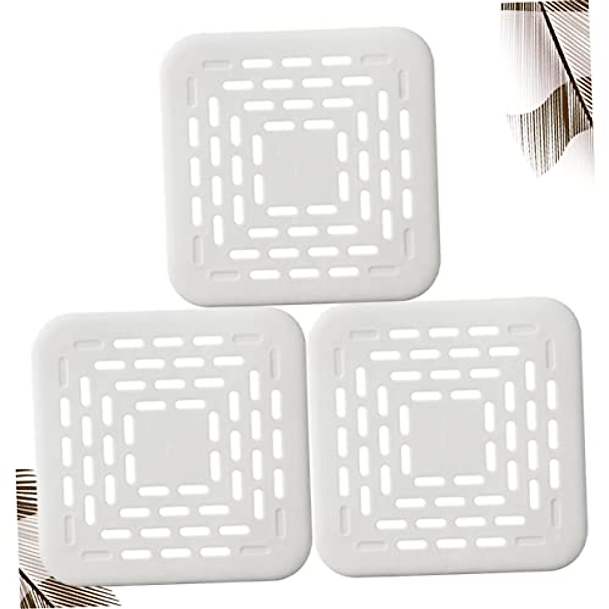 Gadpiparty 9 Pcs Bathtub Strainer Tub Stopper Shower Kitchen Sink Strainer Sink Drainage Filter Silicone Drain Covers Bath Tub Drain Square Stickers White Hair Kitchen Supplies