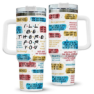 34HD Friends TV Show 20oz Travel Tumbler with Handle – I'll Be There for You Quote Cup – Insulated Stainless Steel Mug for Coffee or Cold Drinks – Funny Gift for Friends Fans, Women, TV Lovers