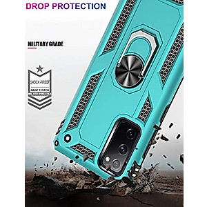 LUMARKE Galaxy S20 FE Case,Pass 16ft. Drop Tested Military Grade Cover with Magnetic Ring Kickstand Compatible with Car Mount Holder,Protective Phone Case for Samsung Galaxy S20 FE Teal