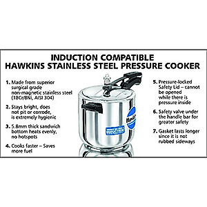 Hawkins Pressure Cooker, 6 L, Silver