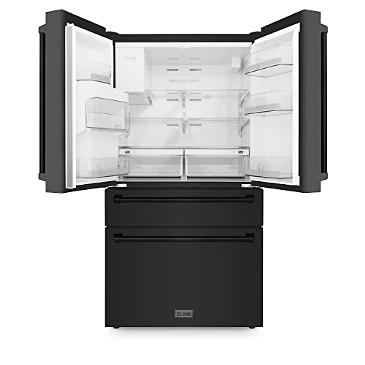 ZLINE 36" 21.6 cu. ft Freestanding French Door Refrigerator with Water and Ice Dispenser in Fingerprint Resistant Black Stainless Steel