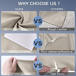 Self Adhesive Leather Repair Patch Kit, 31.5 in x 16 in Large Vinyl Leather Repair Tape for Furniture, Car Seat, Couch, Sofa, Chair Ivory