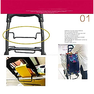 Shopping Trolley on Wheels Multi Function Shopping Cart Travel Climb Stairs Collapsible Portable Iron Art Supermarket Push Trailer Lever Cart Storage Hand Trucks,Diamond Red ,Shopping TRO