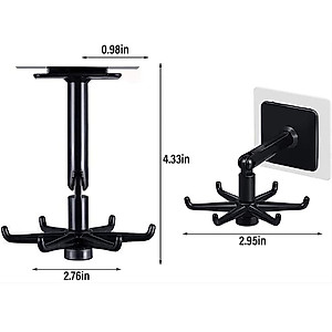 Fengirl Kitchen Utensil Hanger with 6 Hooks, Under Cabinet Utensil Holder Hanger Hook for Kitchen and Bathroom, 360° Rotatable Space Saving No Drilling Nail Free Organizer Hook, 2 Pack (Black)