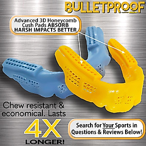 Bulletproof: World’s Thinnest Most Breathable Mouthguard is 3X Stronger. MMA 7v7 & Flag Football Lacrosse Basketball Hockey BJJ Boxing Sports Mouth Guard Grinding Teeth. Men Women Adult Youth Braces