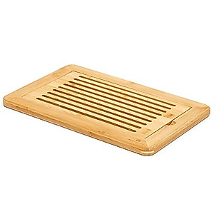 RoyalHouse Large Premium Natural Bamboo Bread Cutting Board with Crumb Tray, Bread Serving Tray for Kitchen