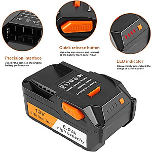 ARyee 18V 6000mAh Battery Replacement Compatible with RIDGID 18V Drill R840087 R840083 R840086 R840085 R840084 Cordless Tools Lithium Ion Battery, 2 Pack
