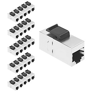 VCE RJ45 Cat6 Shielded in-line Coupler 25-Pack, Cat 6 Female to Female Keystone Jack 8P8C Cat5e Modular Connector with Keystone Latch