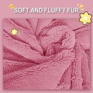 LUCKYBOY Kids Stuffed Animal Storage Bean Bag Chair without Filling,Cozy Faux Fur Beanbag Cover for Kids Gift, Pink Girls Bean Bag,Plush Toys Holder and Organizer