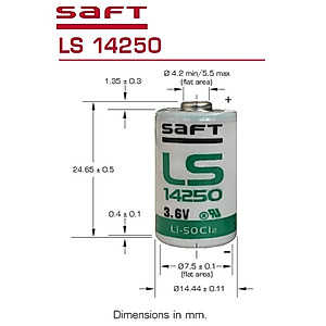 10x SAFT LS14250_WIRE 1/2AA 3.6V 1200mAh Lithium Cell for Smart Utility Metering, Flashlights, Communications, Smart Munitions, Unattended Sensors, RFID Tracking, MFG PN: 700053 NSN: 6135-01-669-4691