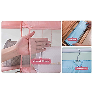 AARAINBOW Hanging Clear Handbag Purse Organizer for Closet, Handbag Organizer with Hook 4 Easy Access Pockets Wardrobe Closet Space Saving Organizers System, 47.2 L x 15.7Wx 6.3D (Gray)